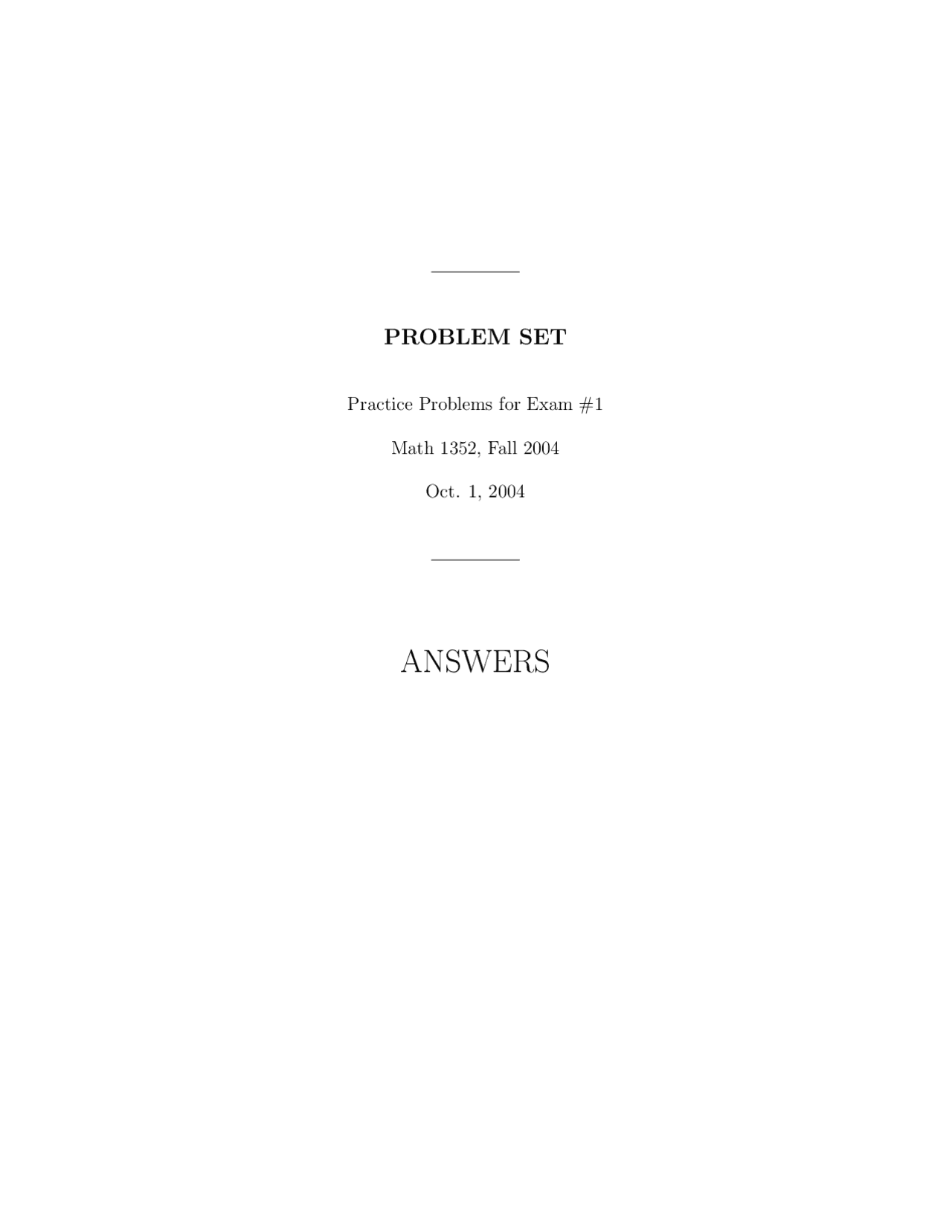 Practice Problem For Exam 1 Calculus Ii Honors Math 1352 Docsity