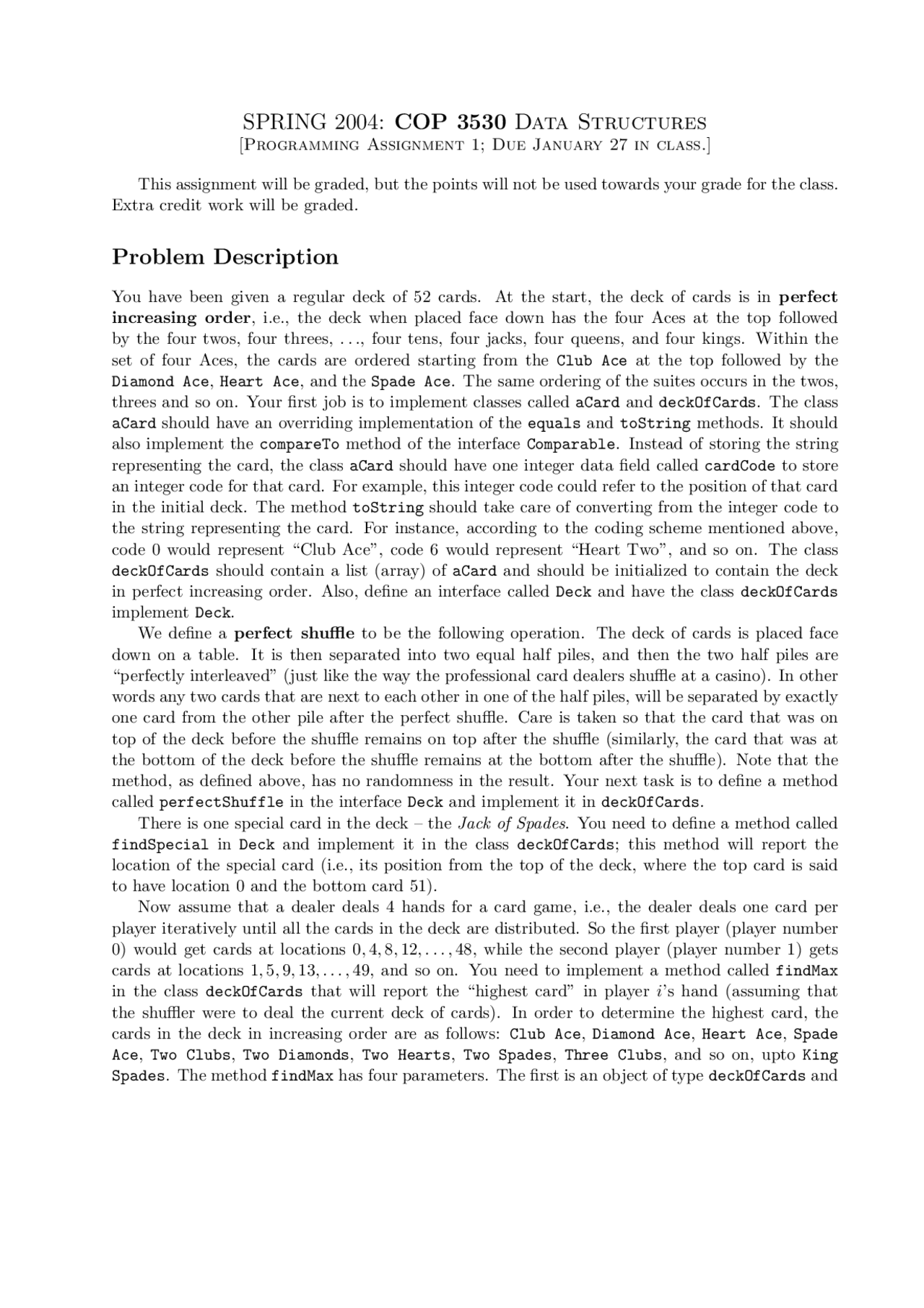 Programming Assignment 1 Data Structures Cop 3530 Docsity