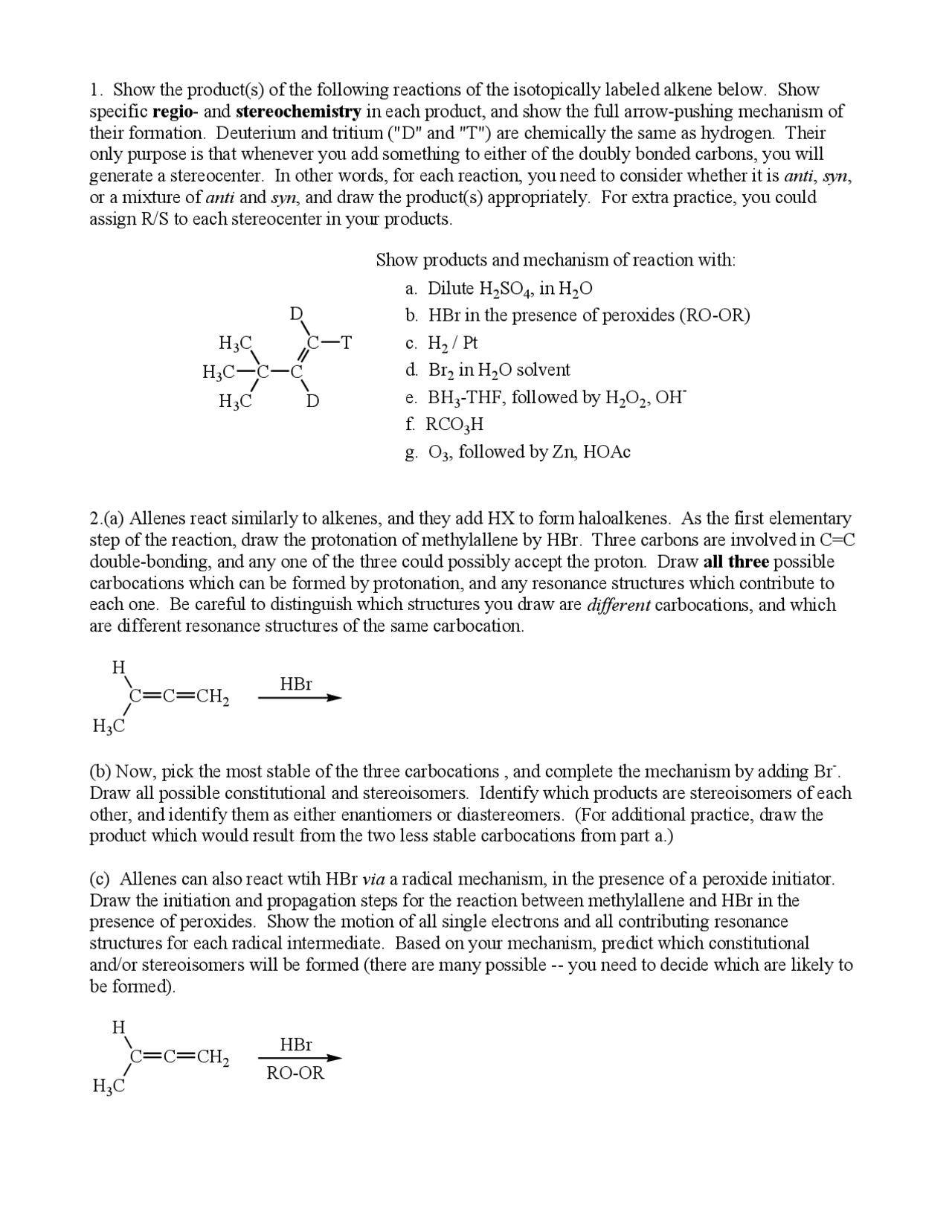 Organic Chemistry Assignment Questions Chem 237 Docsity