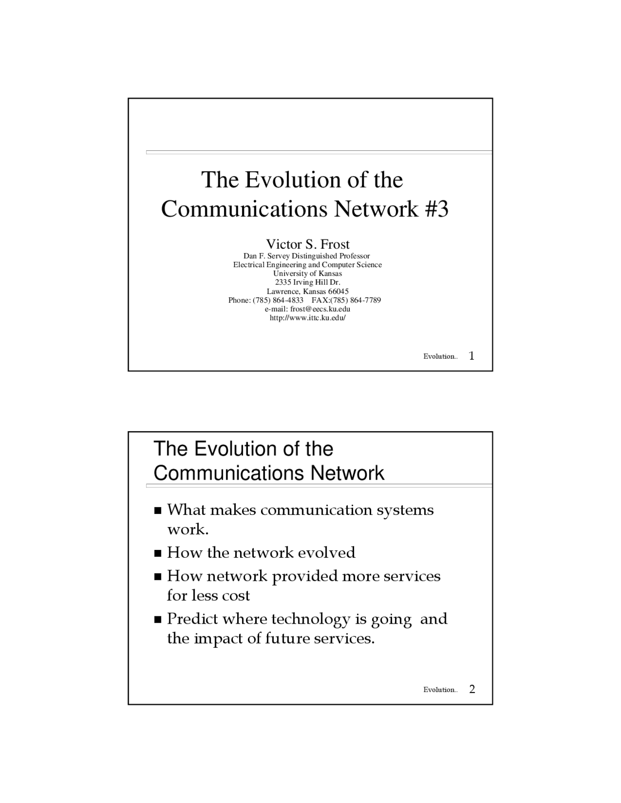 The Evolution Of The Communication Network Slides Eecs 563 Docsity