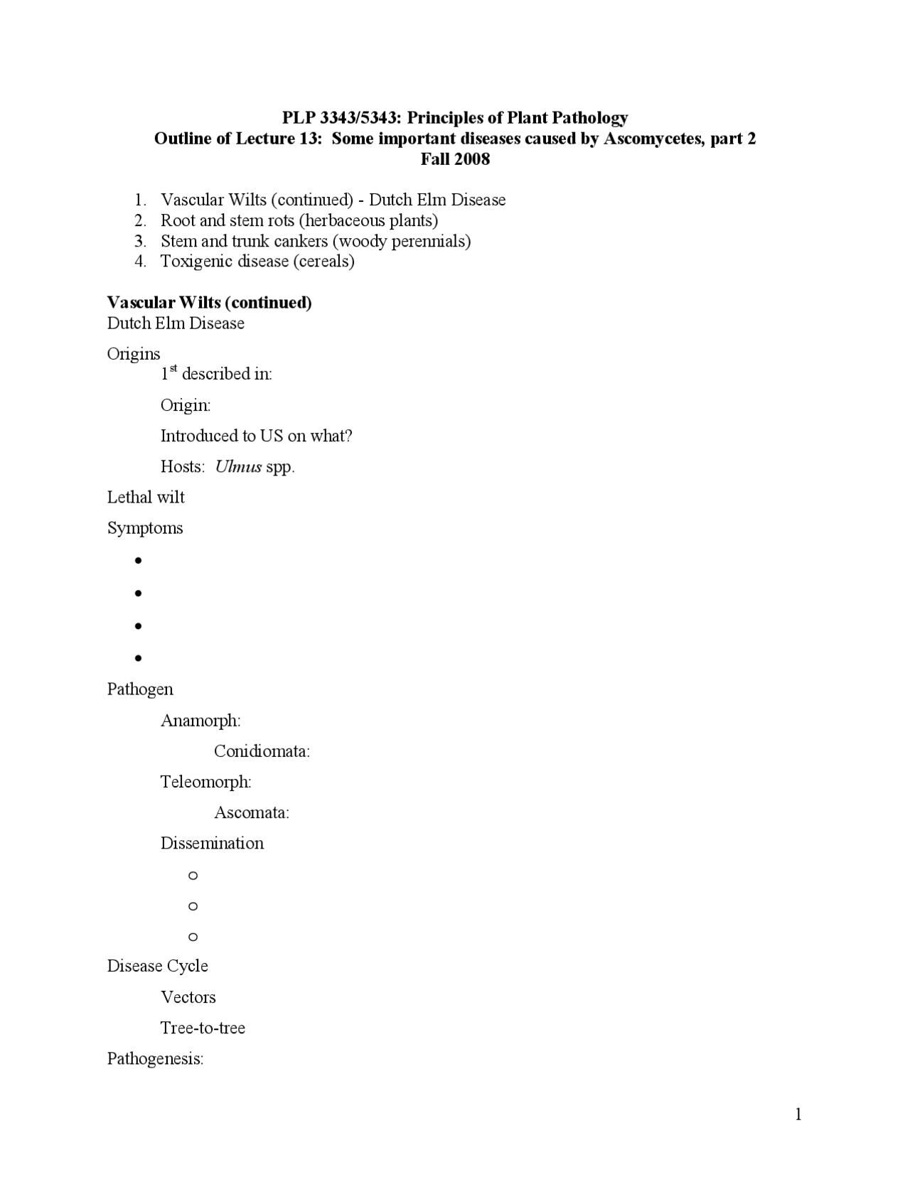 Notes On Some Important Disease Caused By Ascomycetes Plp 3343 Docsity