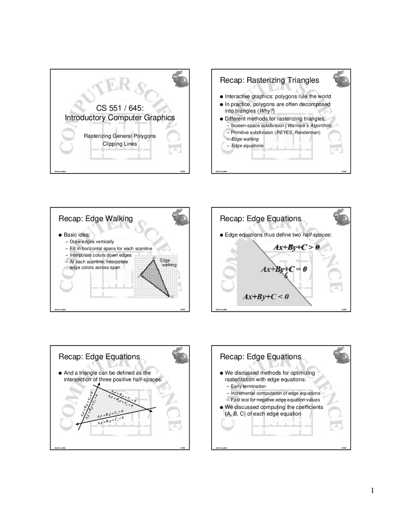 Recap: Edge Equations - Lecture Slides | CS 5501 - Docsity