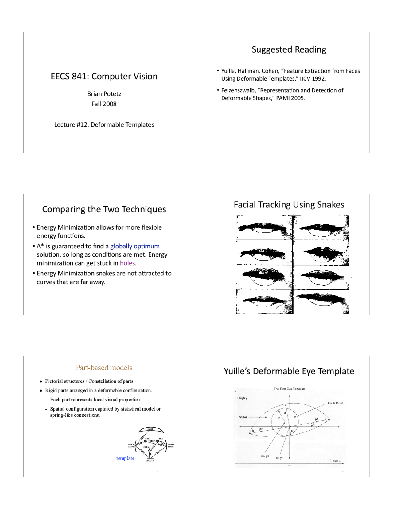 Deformable Templates – Computer Vision - Slides | EECS 841 | Study ...