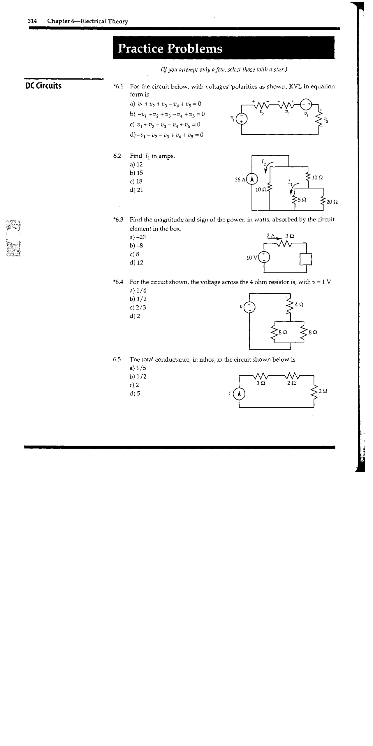 Practice Problems Introduction Electrical Science Ensc 2613 Docsity