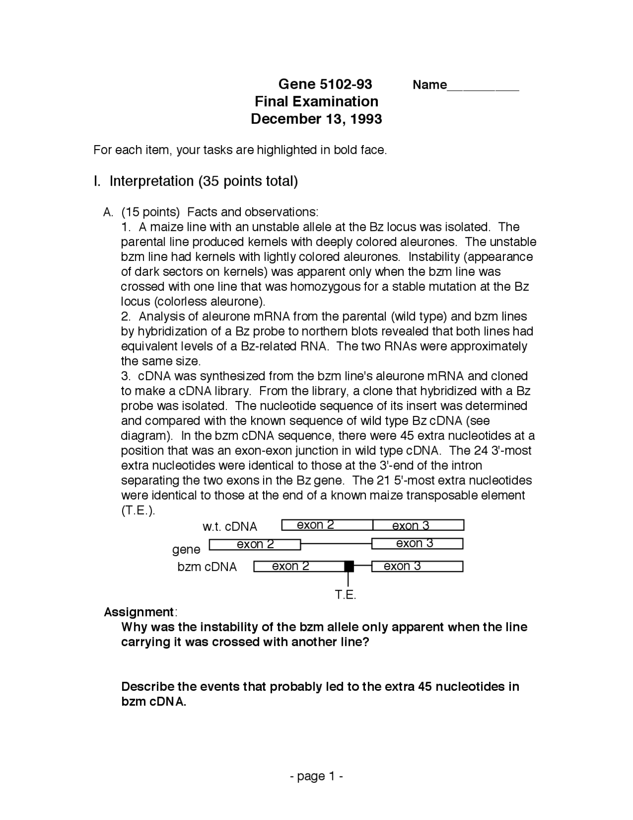 Molecular Genetics - Final Exam Study Questions | GENE 5102 - Docsity