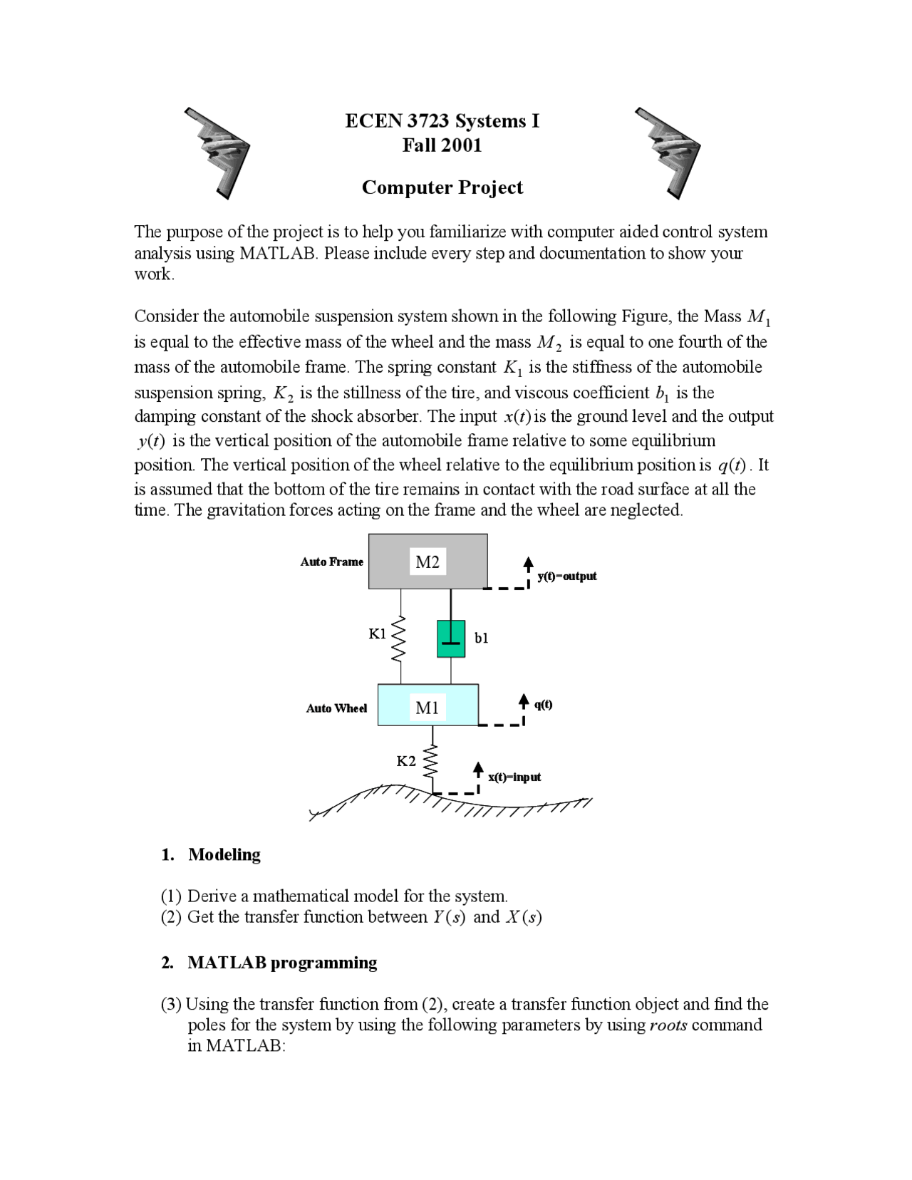 Matlab Programming Systems I Computer Project Ecen 3723 Docsity
