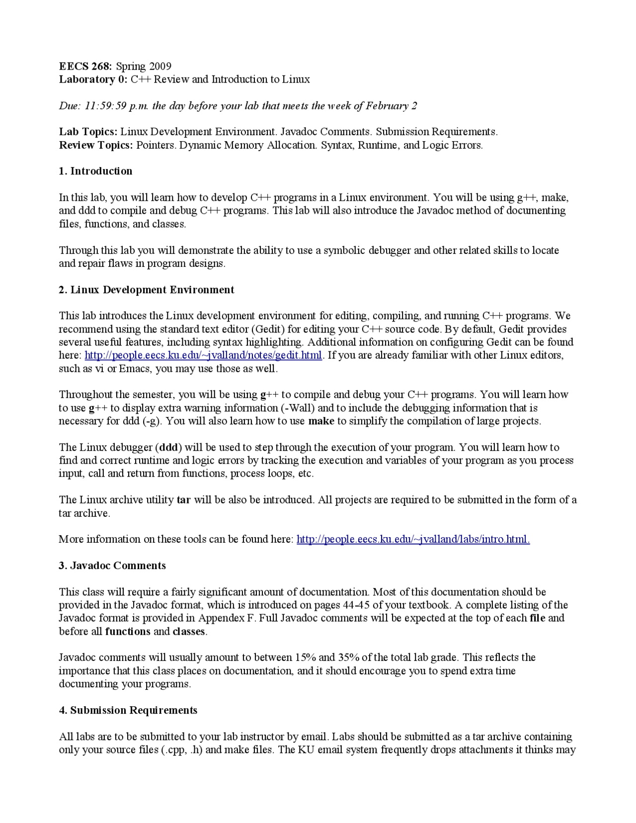 Lab Notes For C Review And Introduction To Linux Eecs 268 Docsity