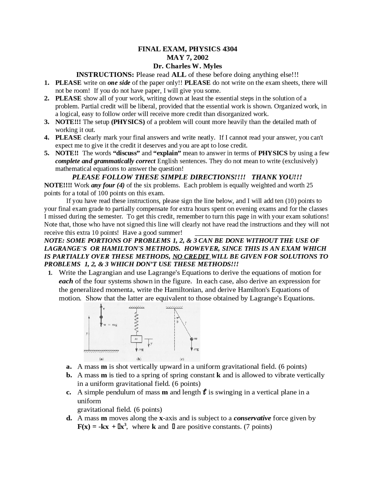 6 Solved Questions on Elliptic Orbits - Final Exam | PHYS 4304 - Docsity