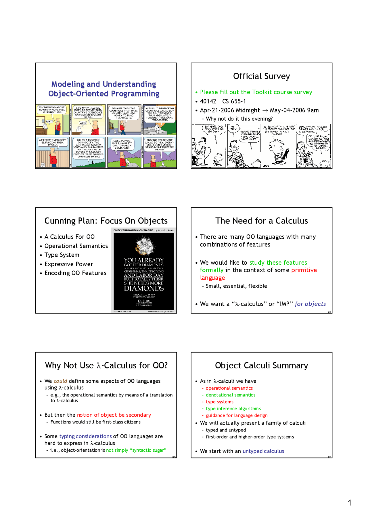 Modeling And Understanding Object Oriented Programming Slides Cs 6610 Docsity