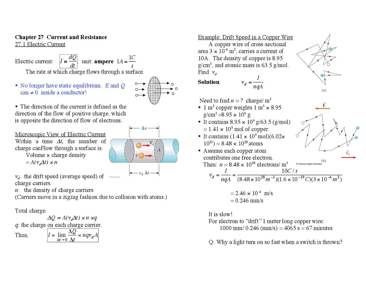 Electric Current And Resistance In Principles Of Physics Ii Phys 2401