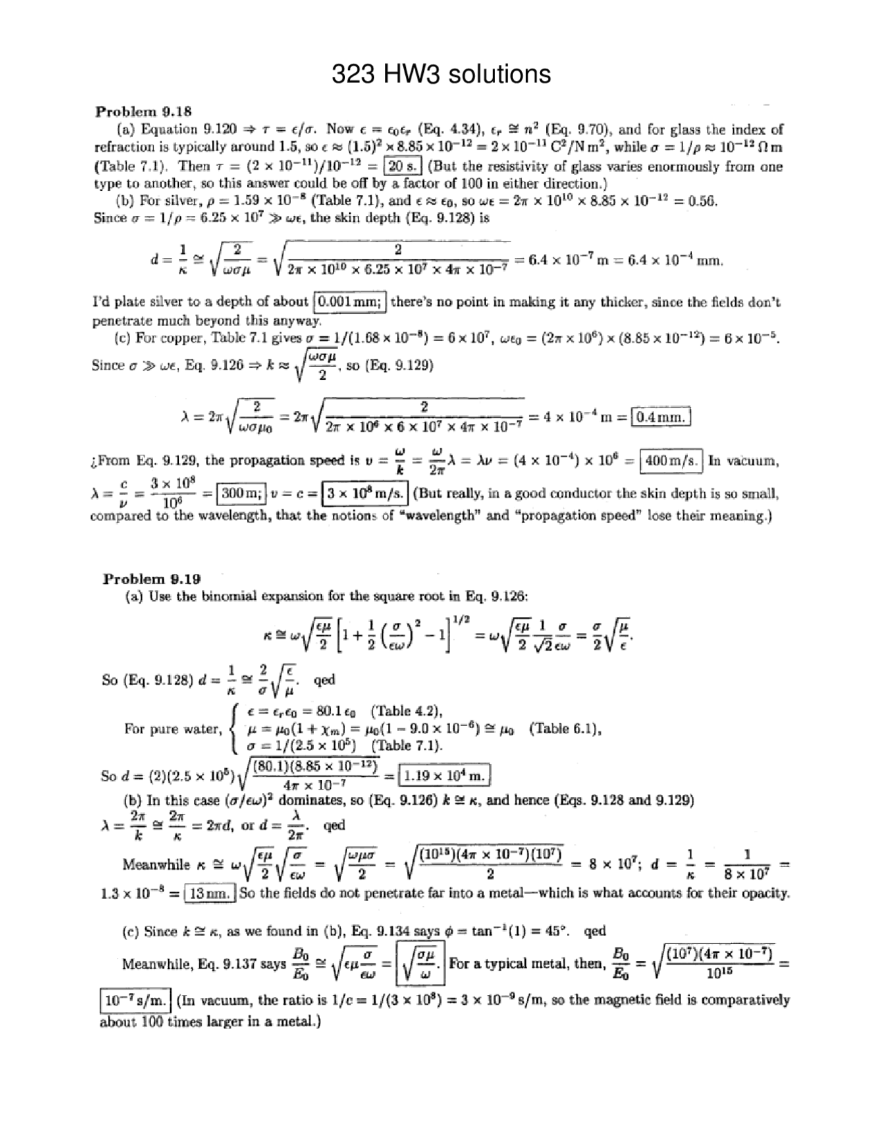 Homework 2 Solutions Electromagnetism Phys 323 Docsity