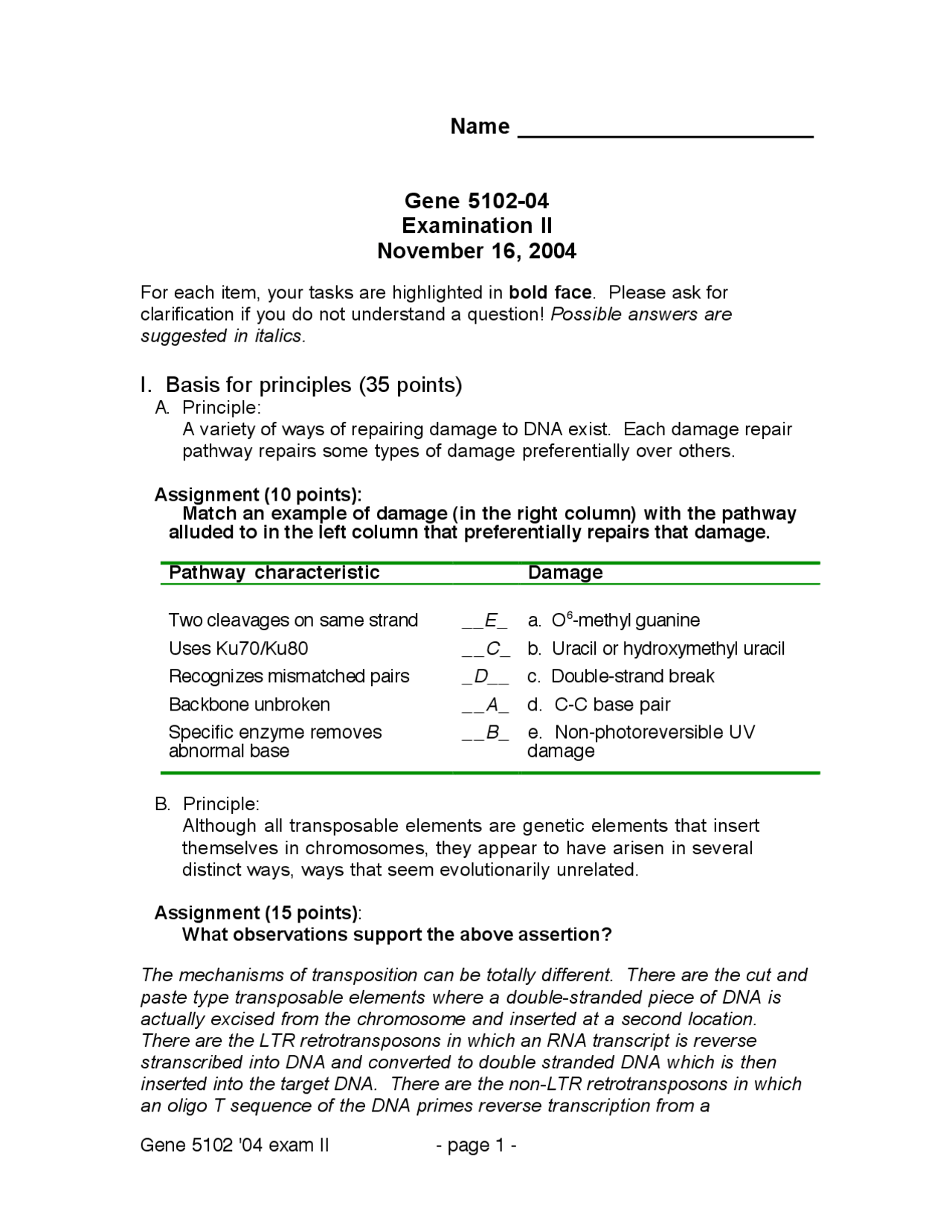Solved Questions For Exam 2 Molecular Genetics Gene 5102 Docsity
