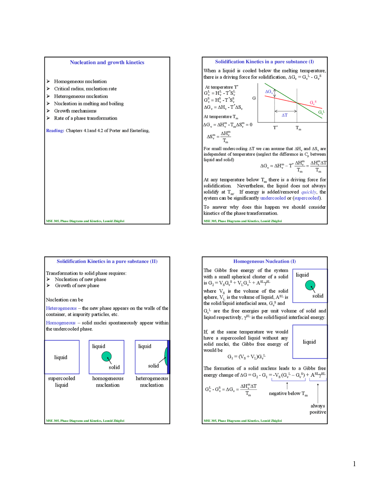 Nucleation And Growth Kinetics Lecture Slides Mse 3050 Docsity