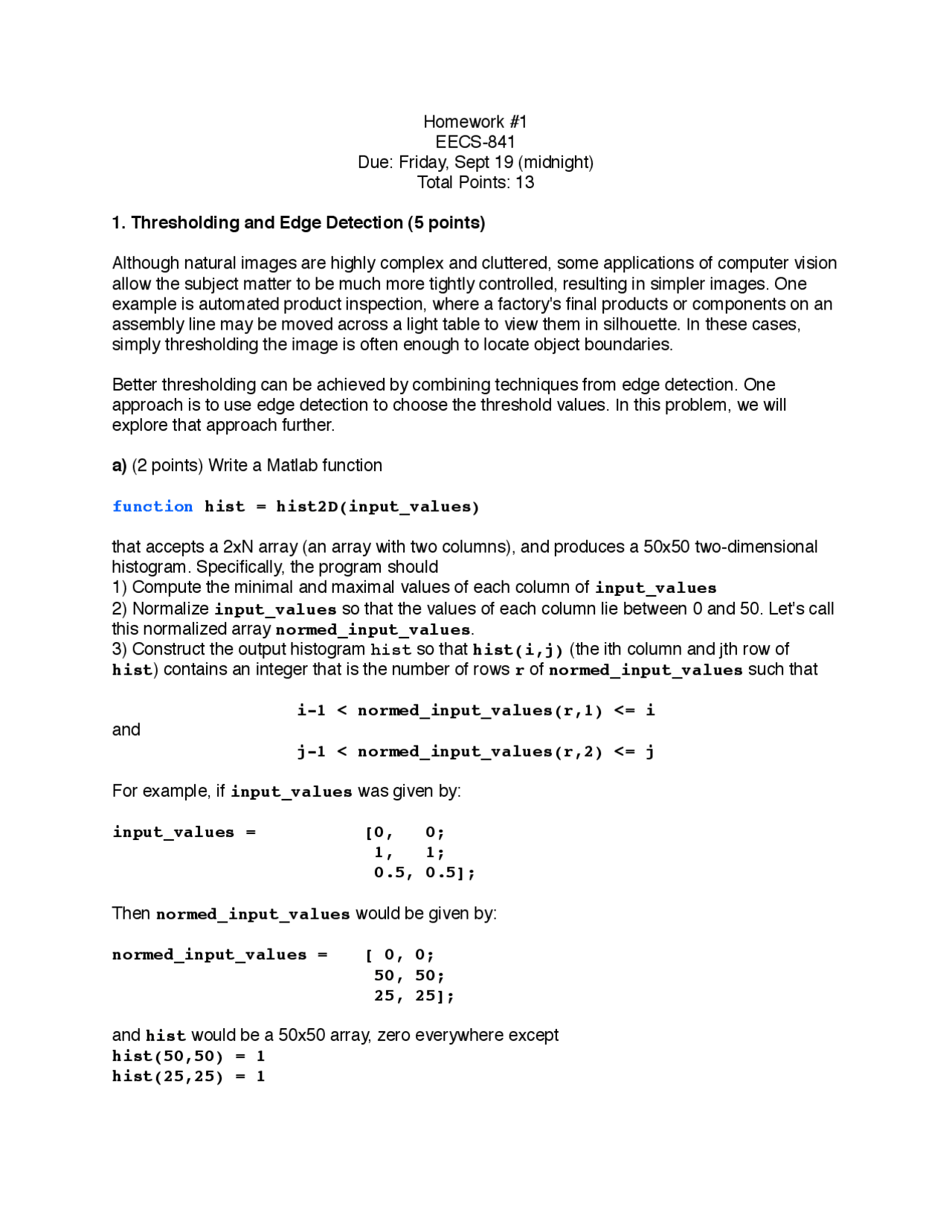 EECS-841 Homework 1: Image Processing and Analysis - Prof. Brian Potetz | Assignments Electrical ...