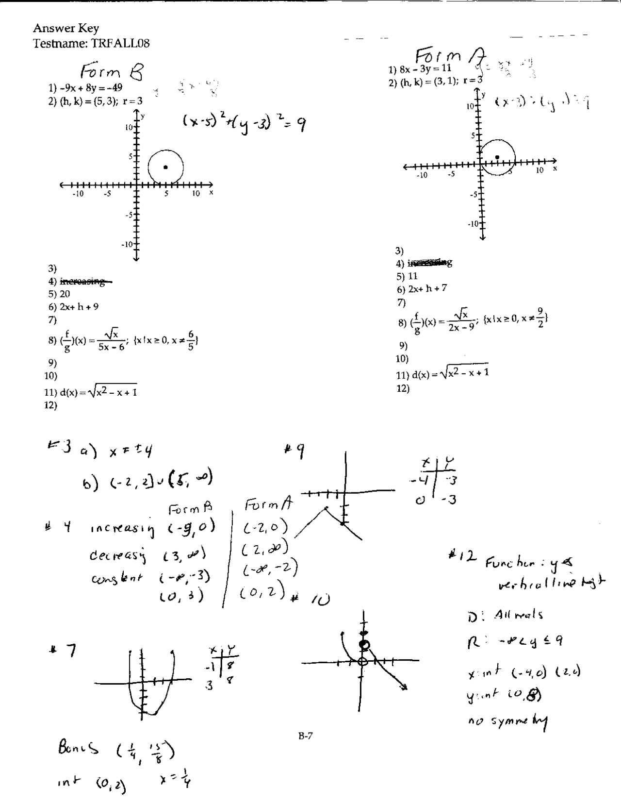 Exam 2 Answer Key - College Algebra | MAC 1105 - Docsity