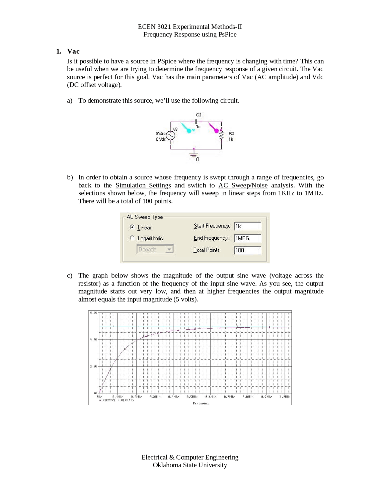 Frequency Response Experimental Methods Ii Ecen 3021 Docsity