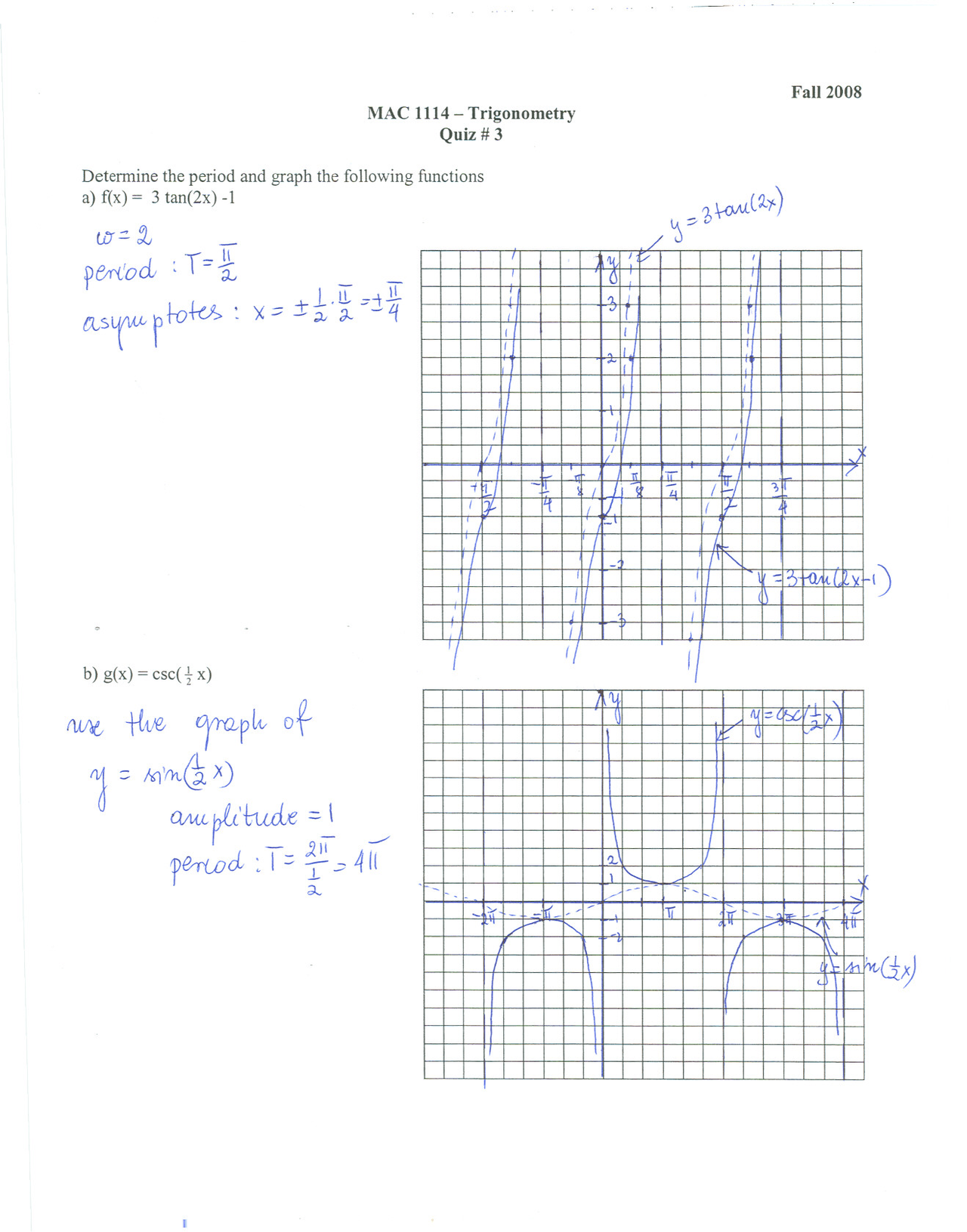 Quiz 3 With Solution Trigonometry Mac 1114 Docsity