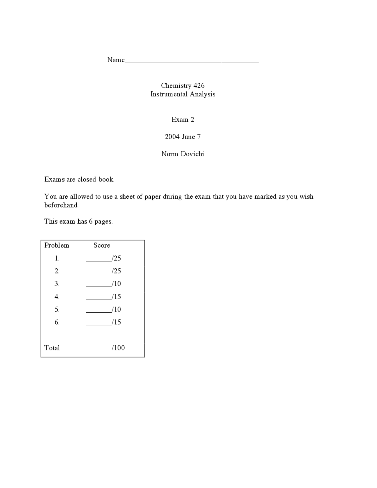 Exam 2 Questions And Answers Instrumental Analysis Chem 426 Exams