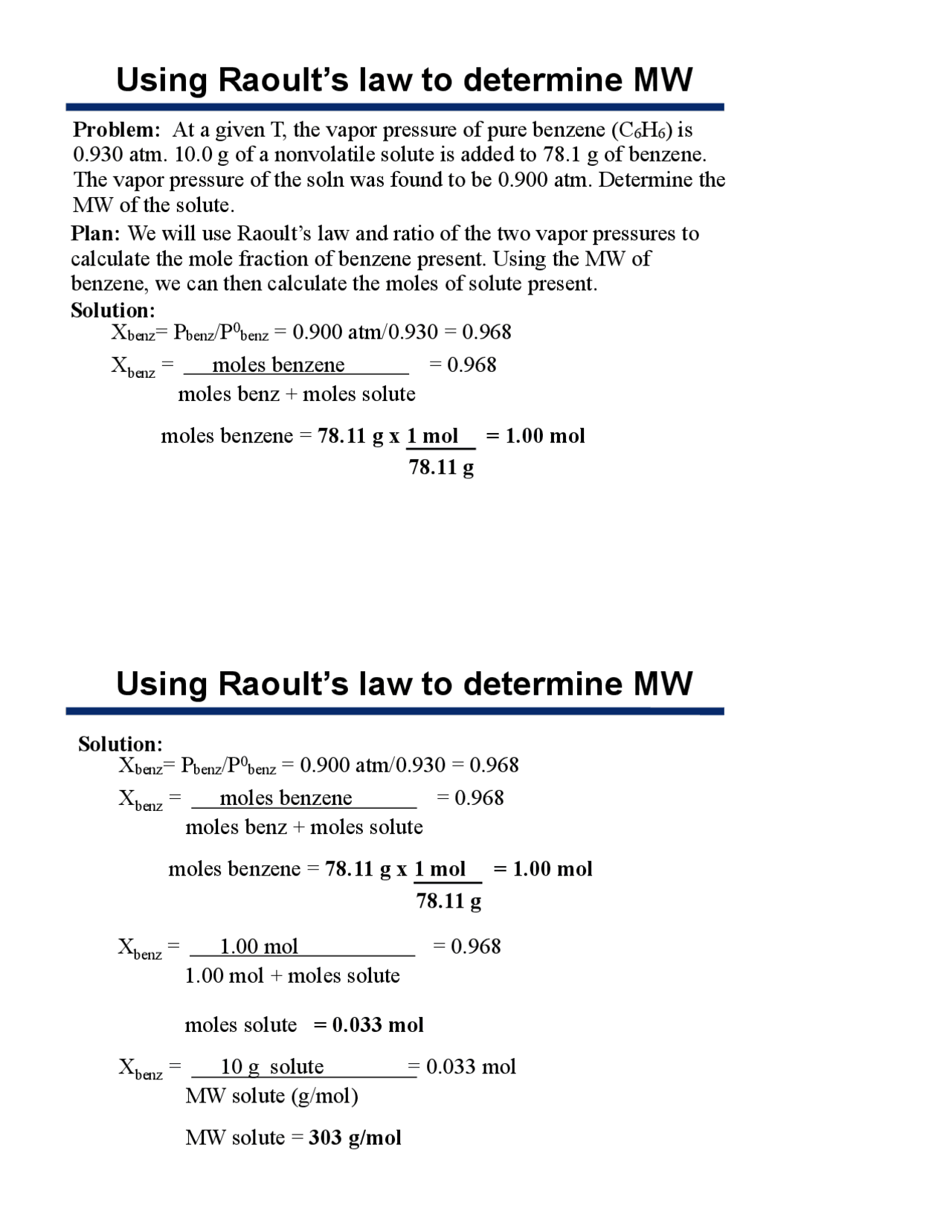 Using Raoult's Law to Determine MW - General Chemistry | CHEM 162 ...