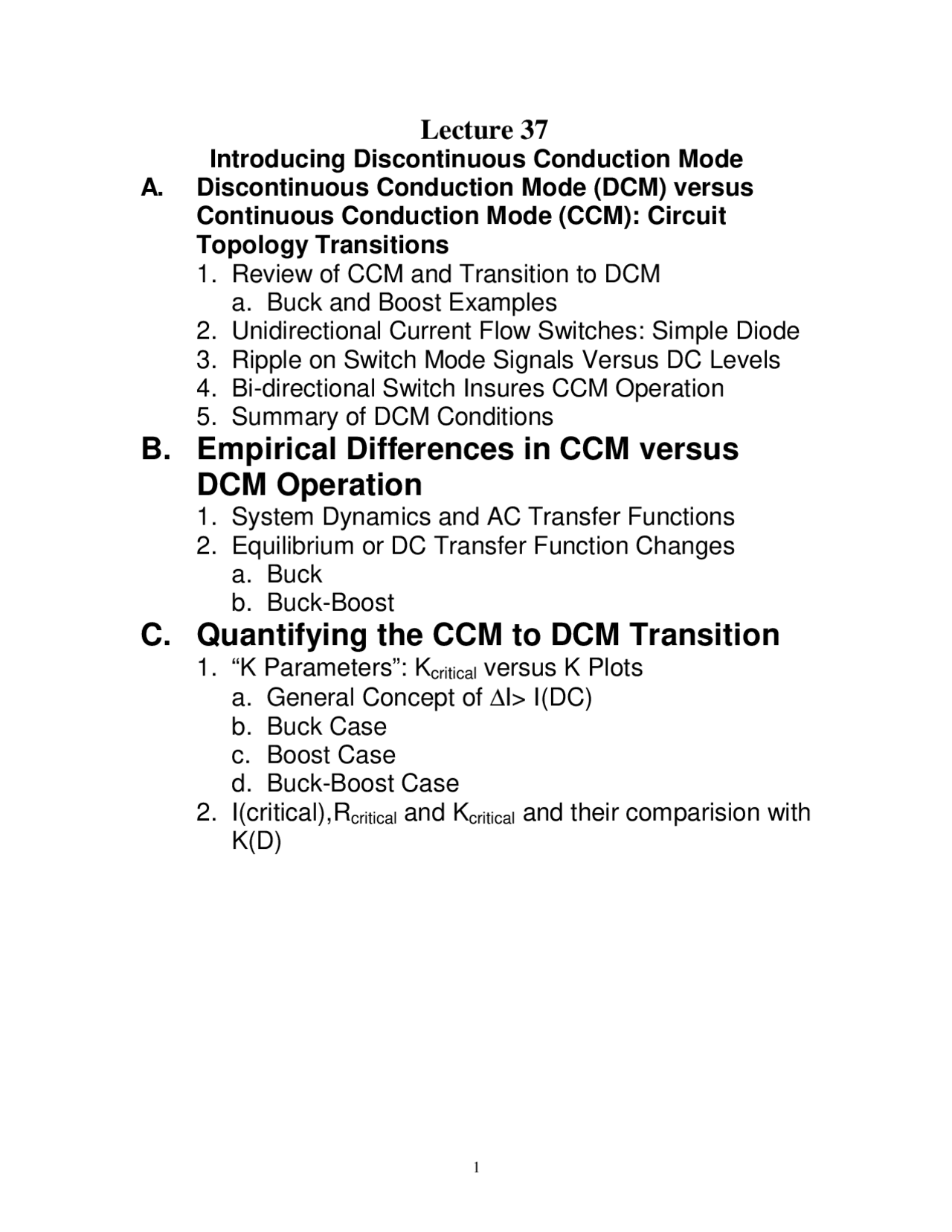 Introducing Discontinuous Conduction Mode in Power Electronics: Transitions - Prof. George ...