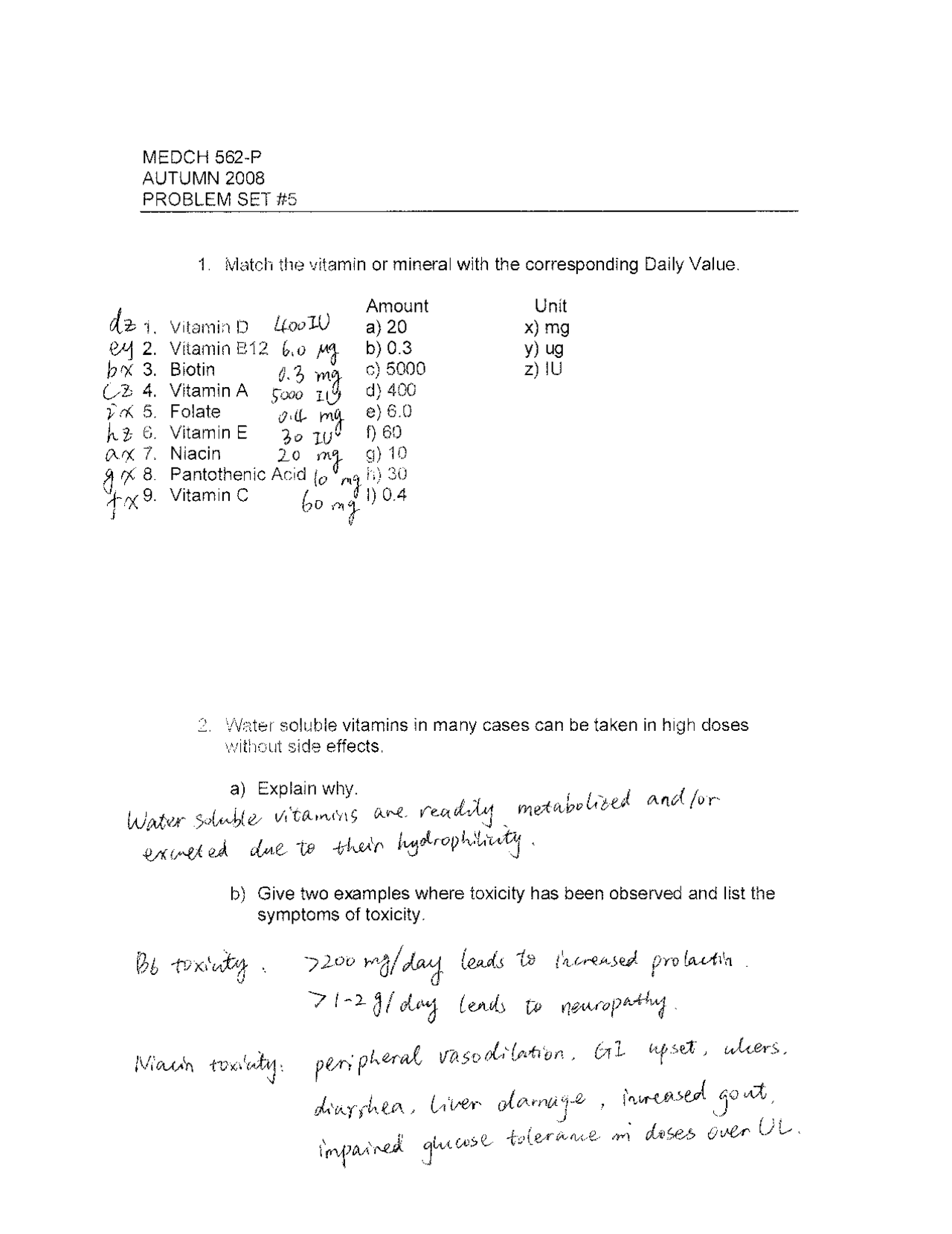 Problem Set 5 Solutions - Medicinal Chemistry | MEDCH 562 | Assignments ...