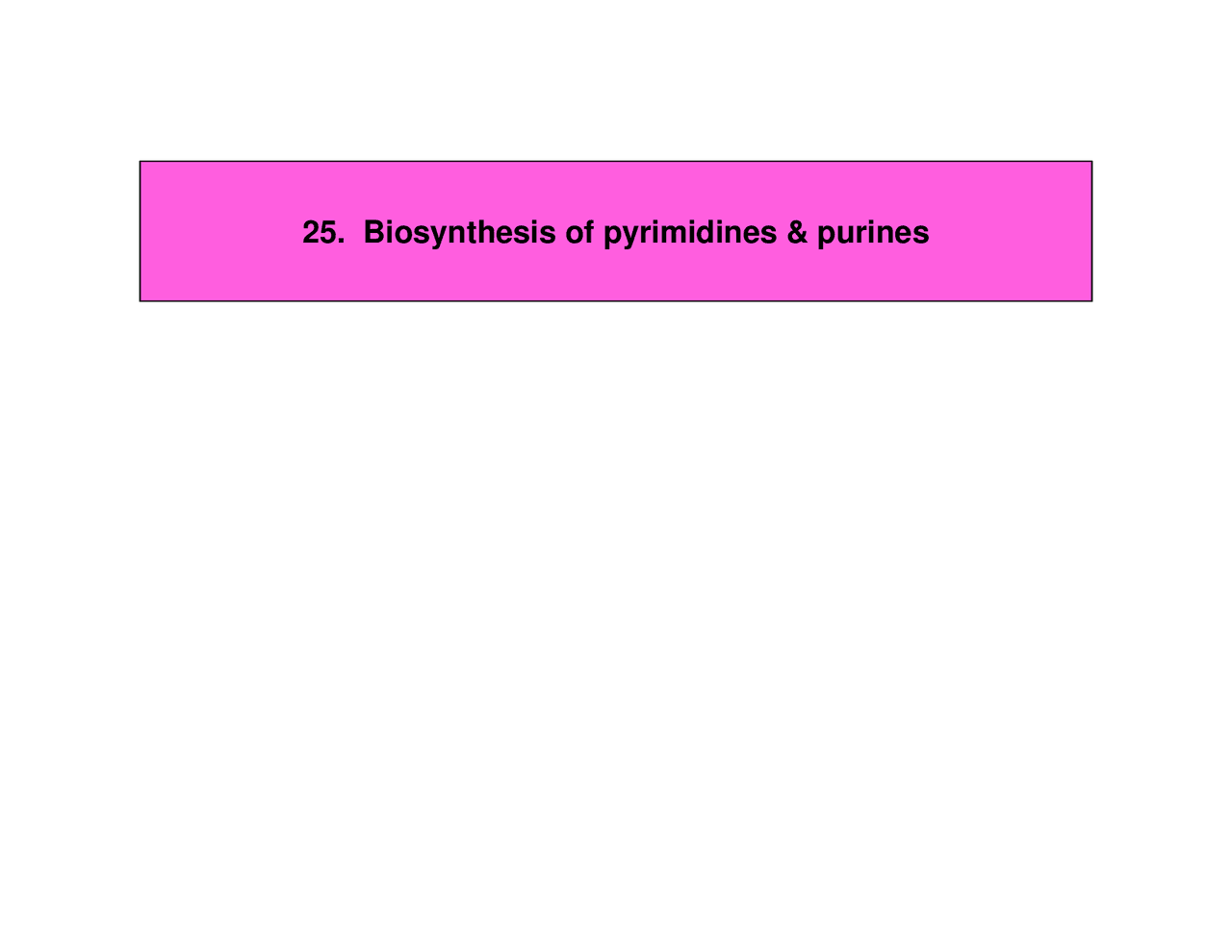 Biosynthesis of Pyrimidines and Purines - Biochemistry | BIOC 441 - Docsity