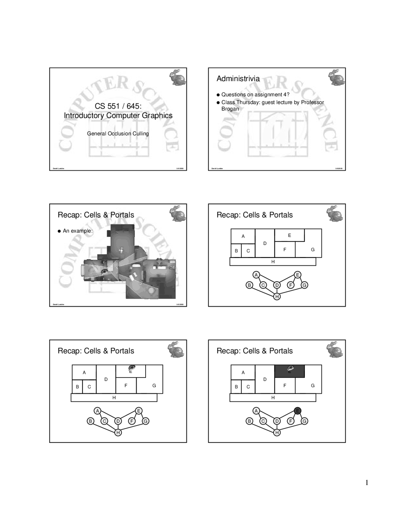 General Occlusion Culling - Lecture Slides | CS 5501 - Docsity