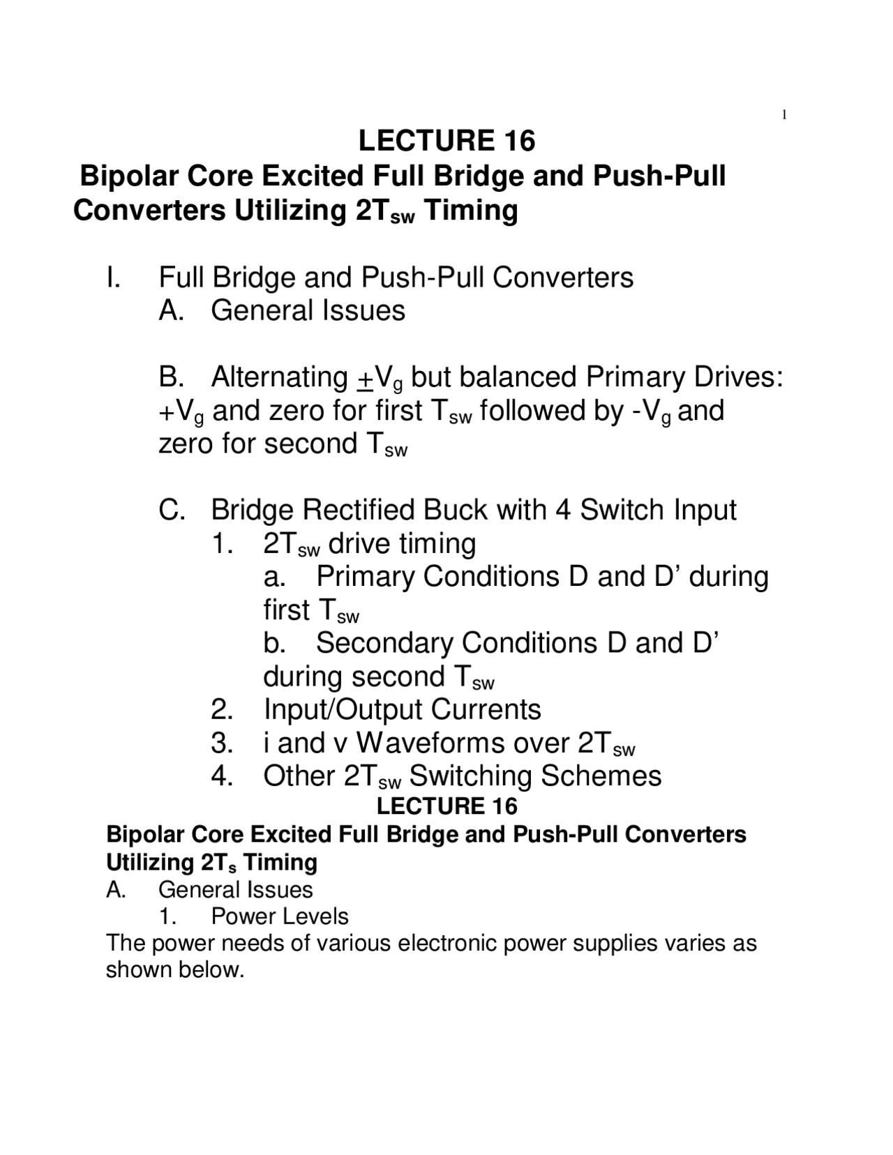 Bipolar Core Excited Full Bridge And Push Pull Converters Ece 562