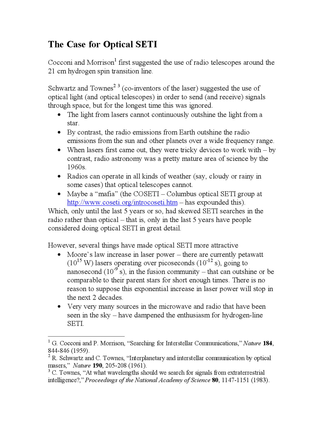 The Case for Optical SETI - Case Study | ASTR 3420 - Docsity