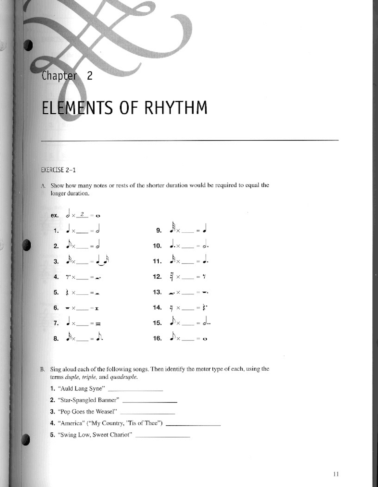 Elements Of Rhythm Lecture Notes Elementary Music Theory I Muth