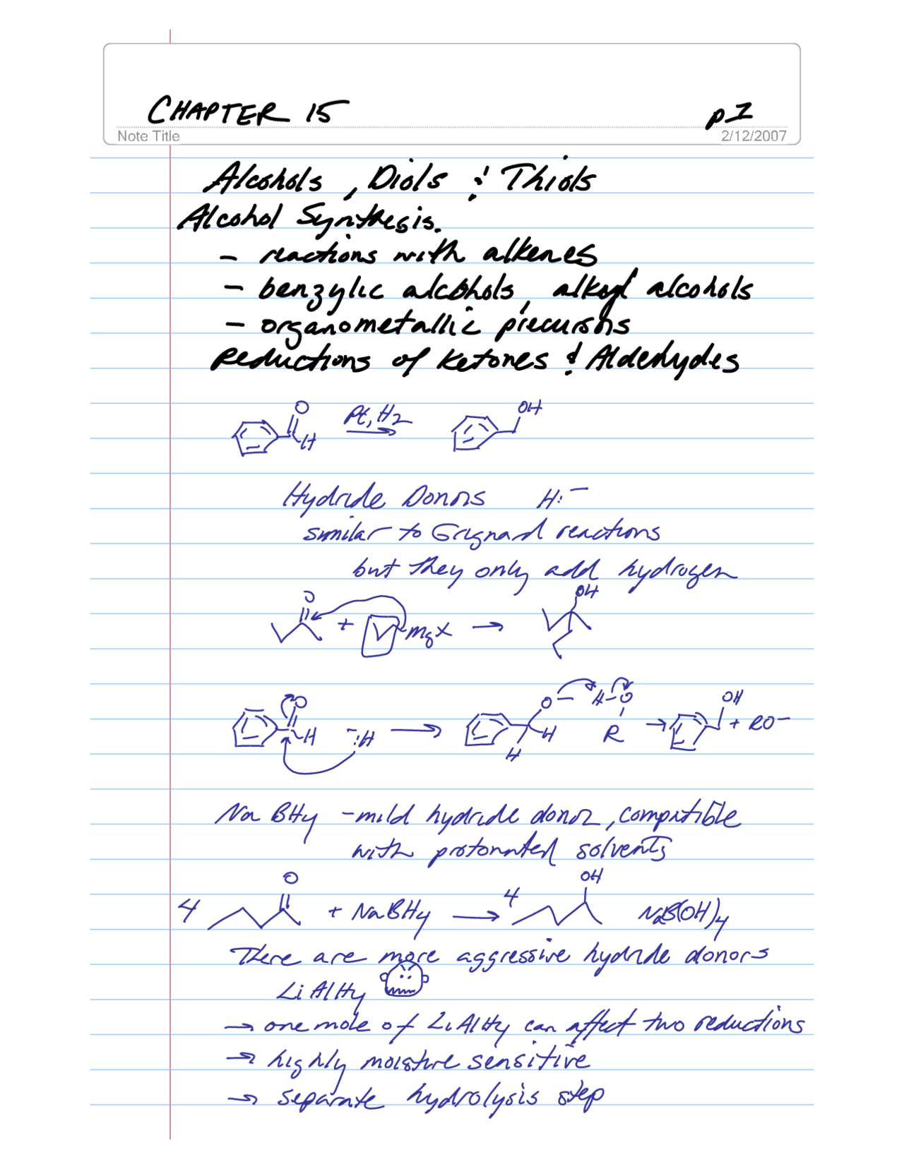 Alcohols, Diols and Triols - Handwritten Notes | CHEM 238 | Study notes ...