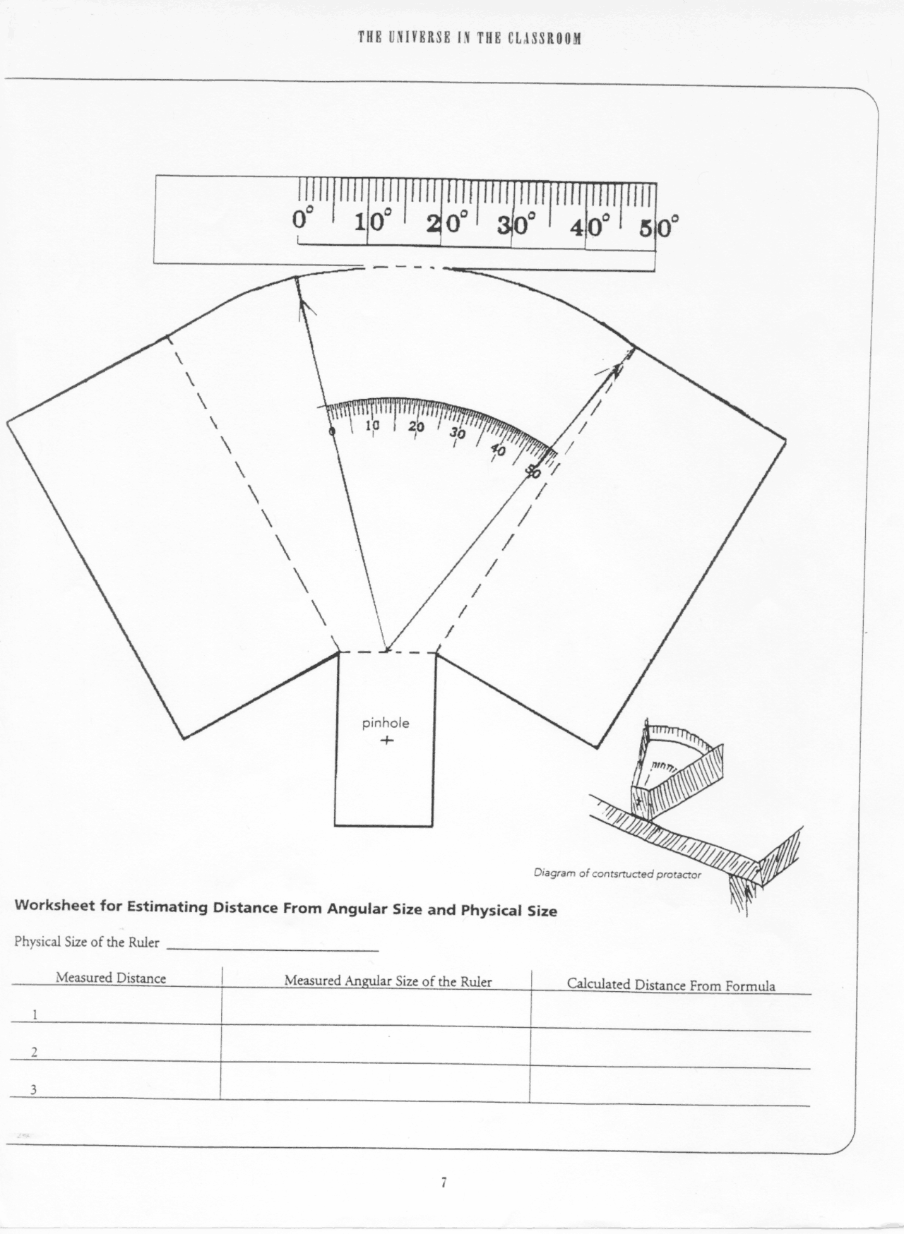 Worksheet for Estimating Distance from Angular Size and Physical Size ...
