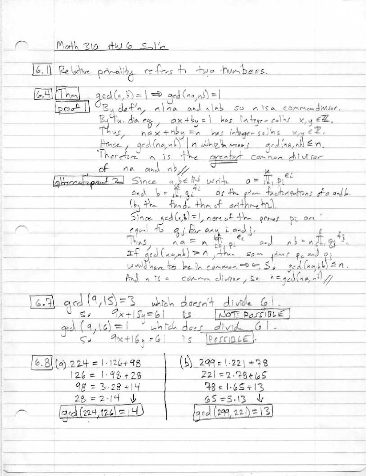 Homework 6 Solutions Mathematics Reasoning Math 310 Docsity