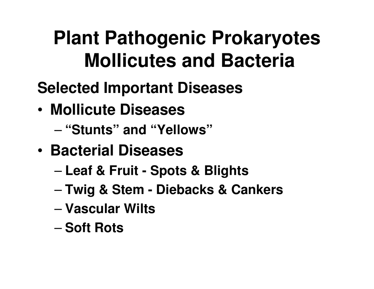 Plant Pathogenic Prokaryotes Mollicutes And Bacteria Lecture Notes