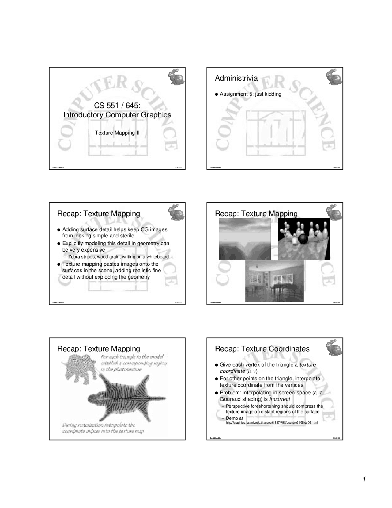 Texture Mapping Lecture Slides Cs 5501 Docsity