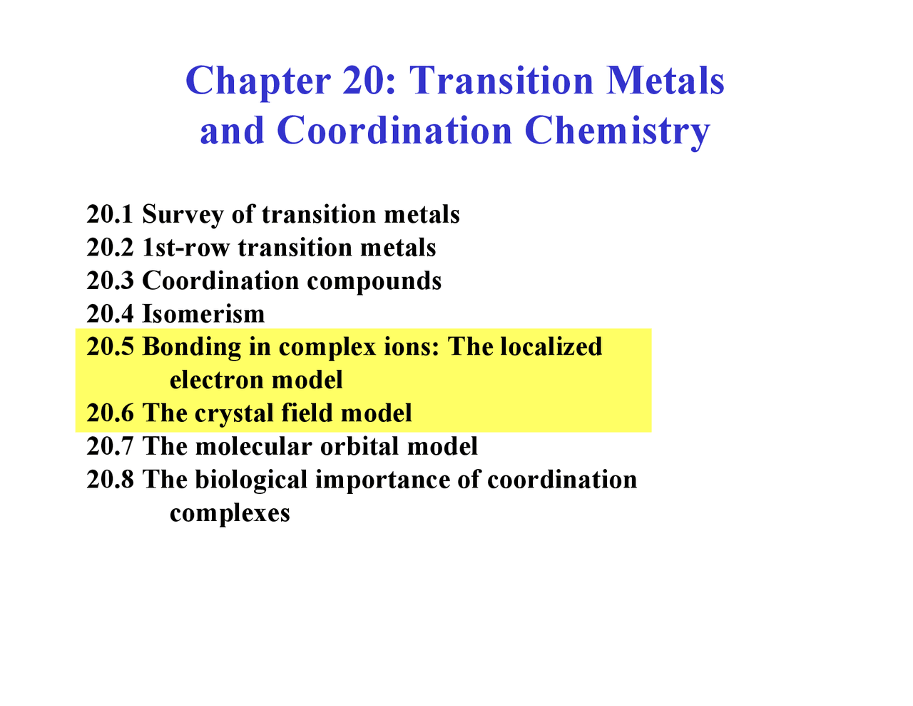 The Crystal Field Models - Transition Metals and Coordination Chemistry ...