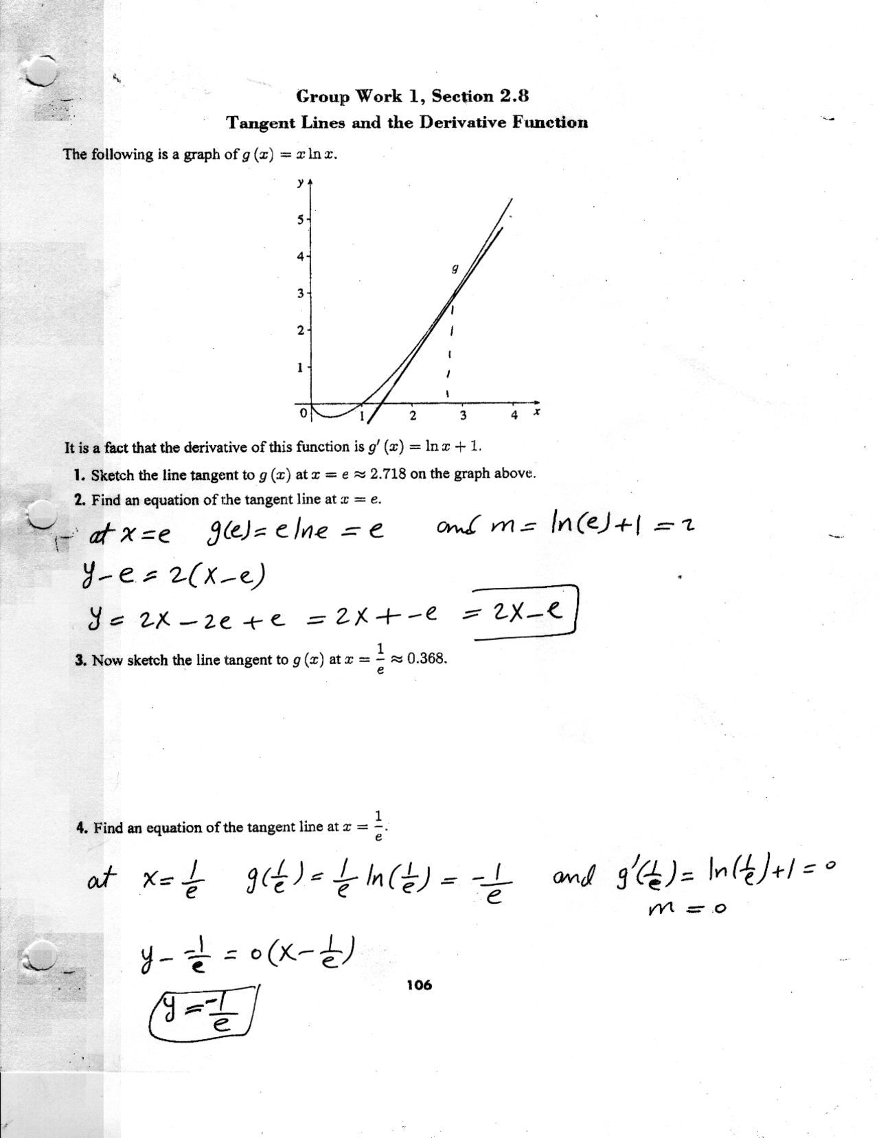 Tangent Lines And Derivative Functions Assignment Solved Ma 181