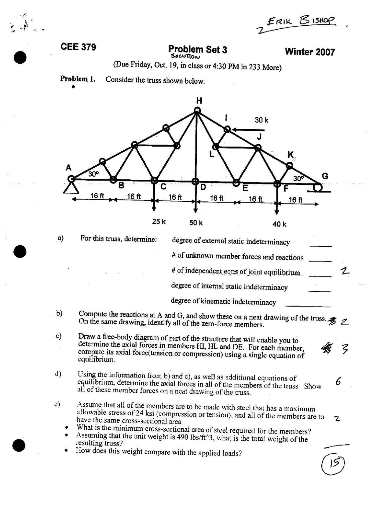 Problem Set 3 For Elementary Structure I Cee 379 Docsity
