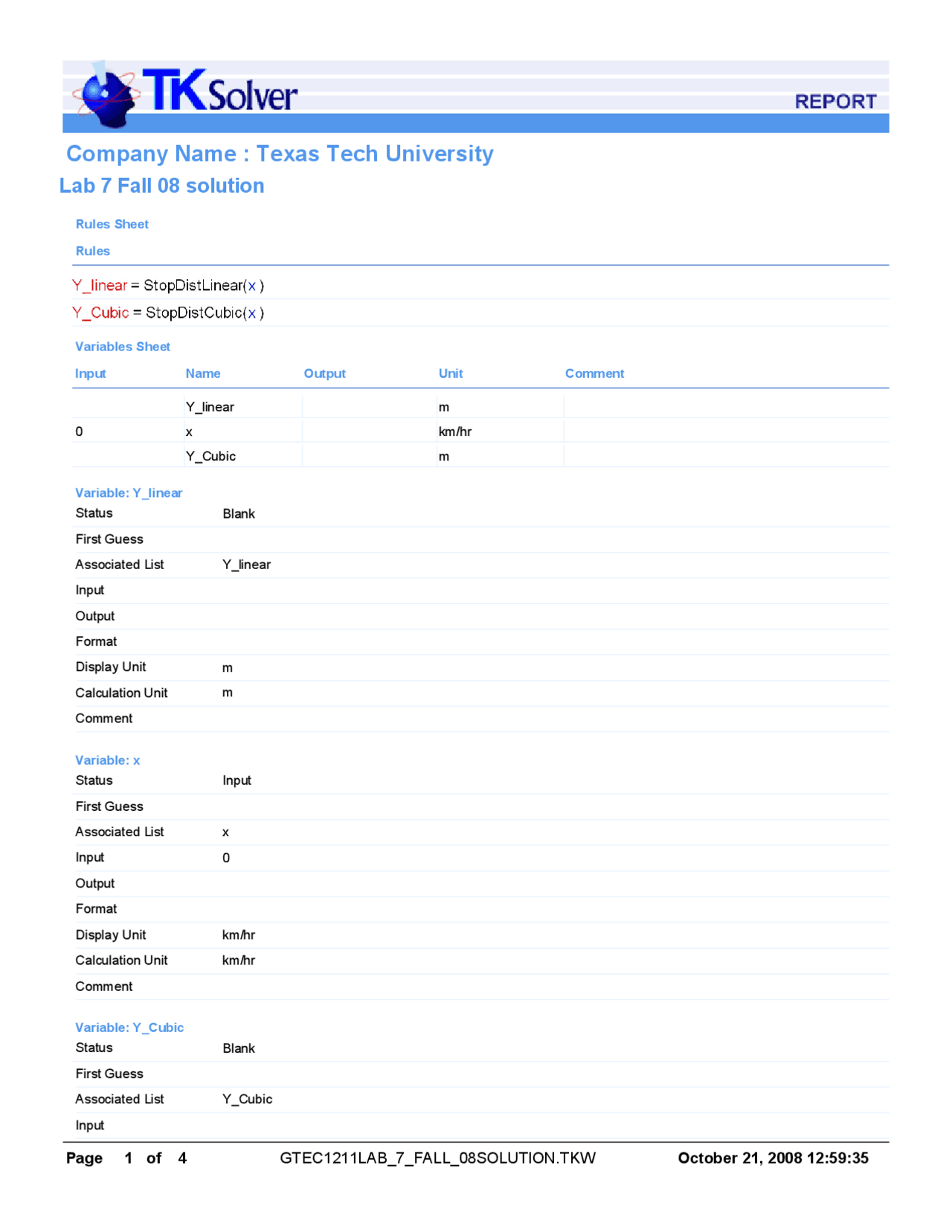 Variables and Functions Sheet - Lab 7 | Computer Programming | GTEC 1211 - Docsity