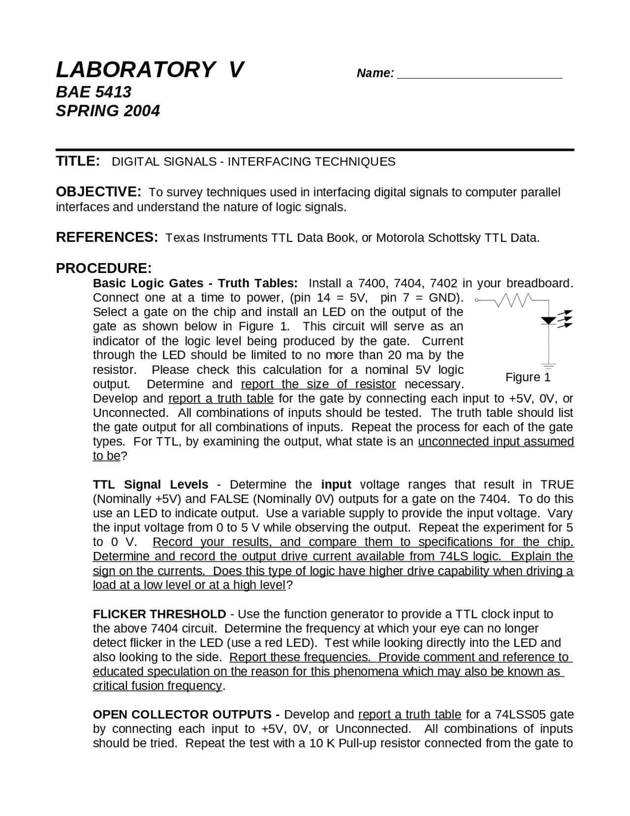 Digital Signals Lab: Interfacing Techniques for BAE 5413, Spring 2004 - Prof. Marvin Stone | Lab ...