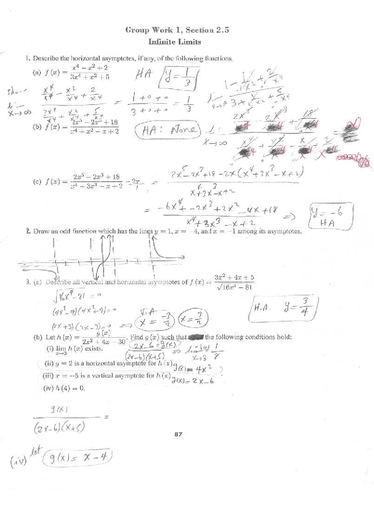 Infinite Limits Assignment Questions With Solutions Ma 181 Docsity