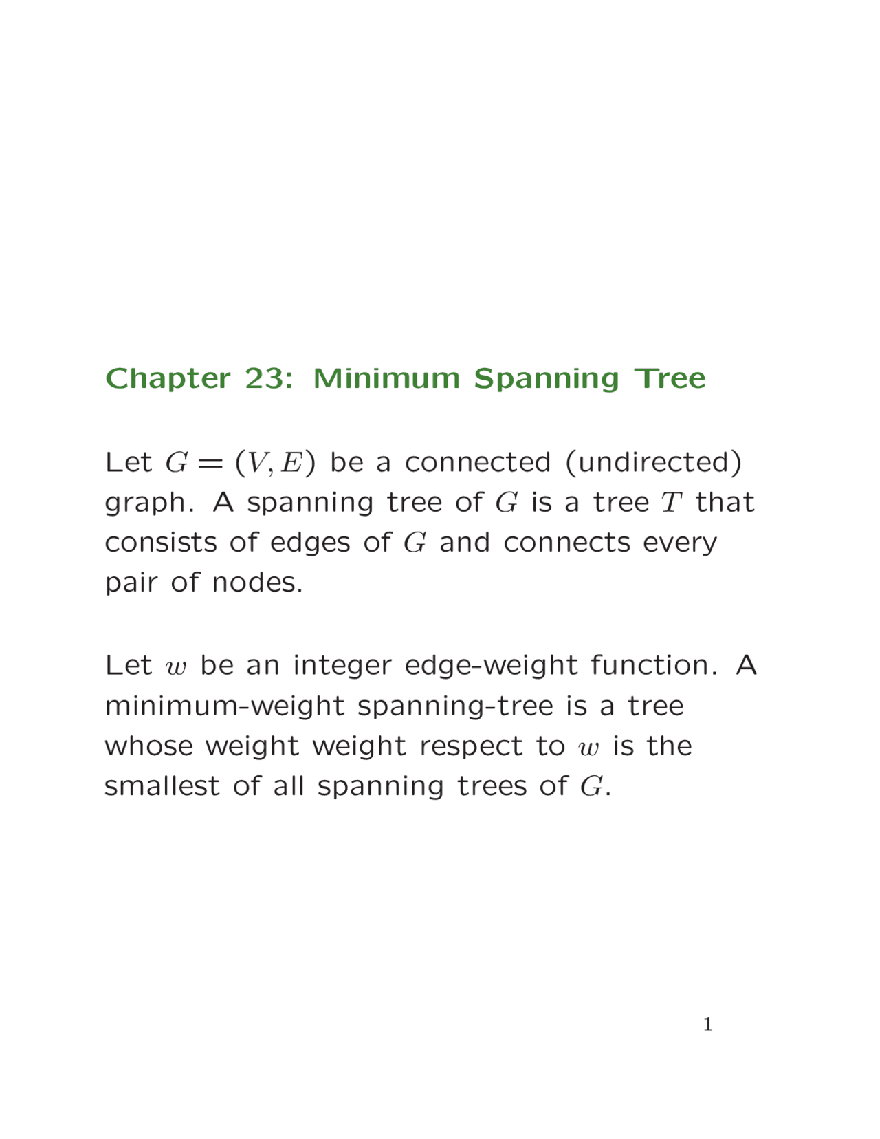 Minimum Spanning Tree Chapter 23 Introduction To Algorithms Cot 5407 Docsity