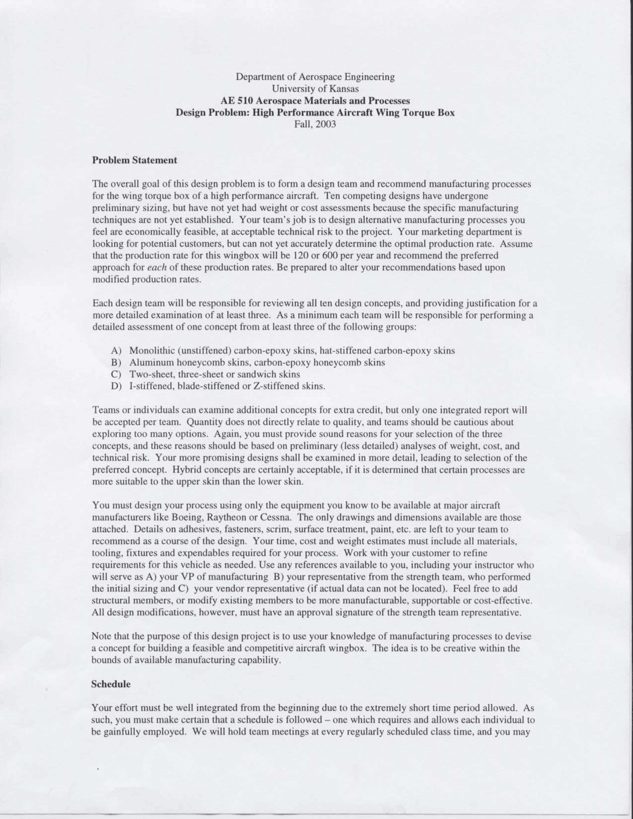 Design Problem: High Performance Aircraft Wing Torque Box | AE 510 ...