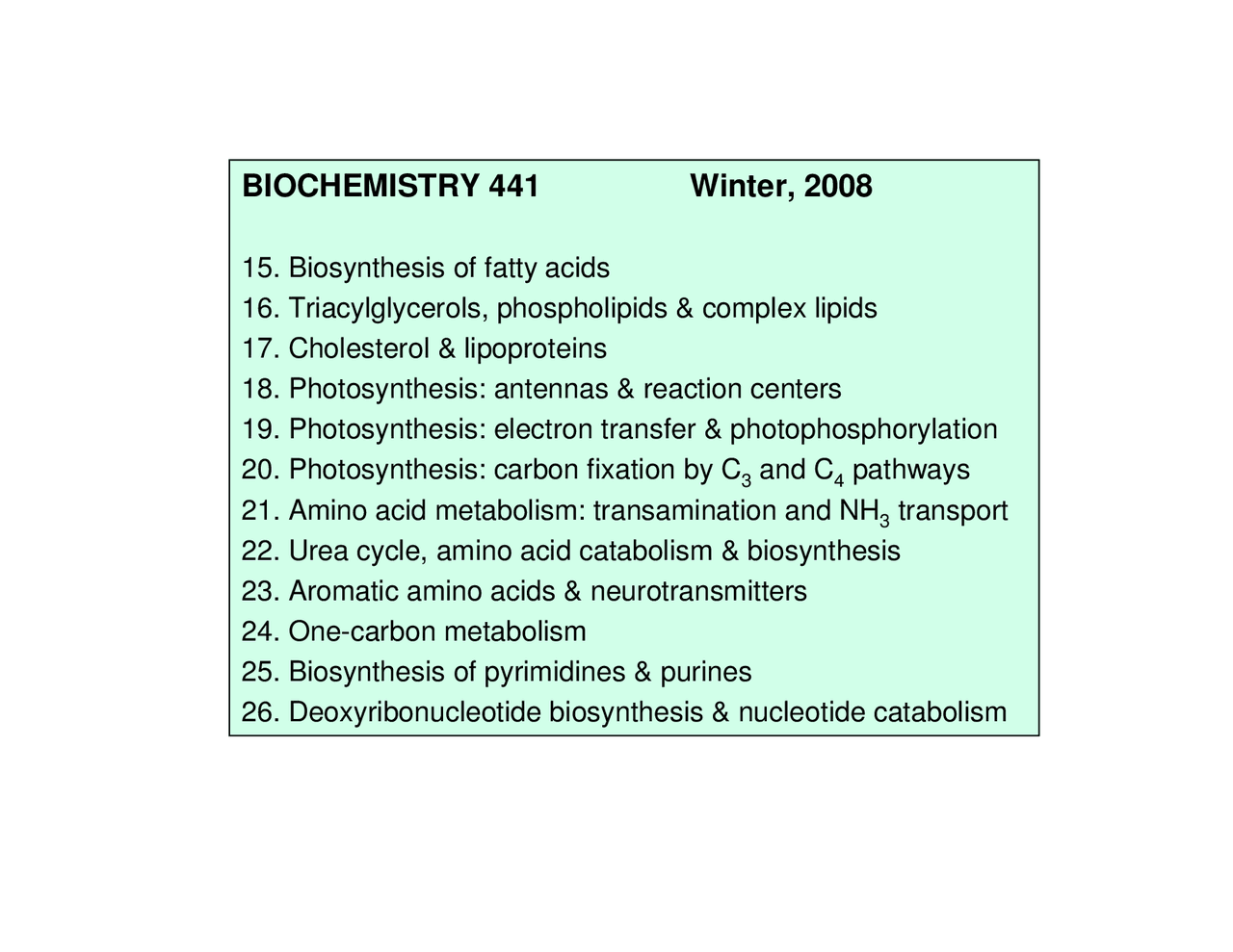 Study Materials for Biochemistry | BIOC 441 - Docsity