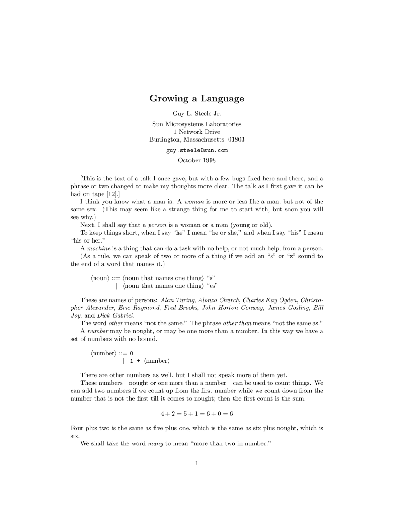 Growing A Language Lecture Notes Programming Languages Cs 6610 Docsity 