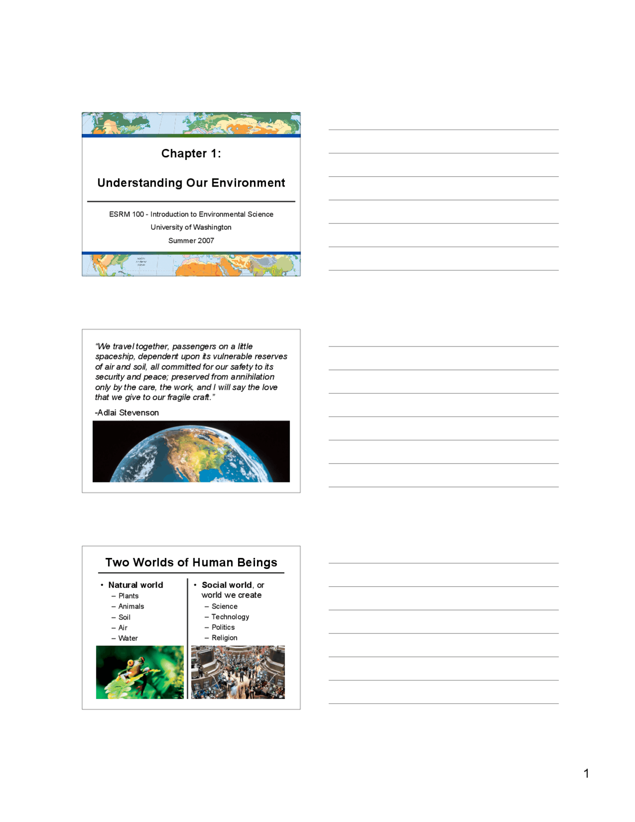 Slides On Understanding Our Environment Environmental Science Esrm