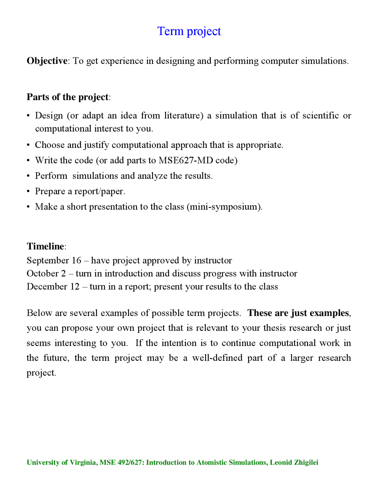 Designing And Performing Computer Simulations Project Mse 627 Docsity