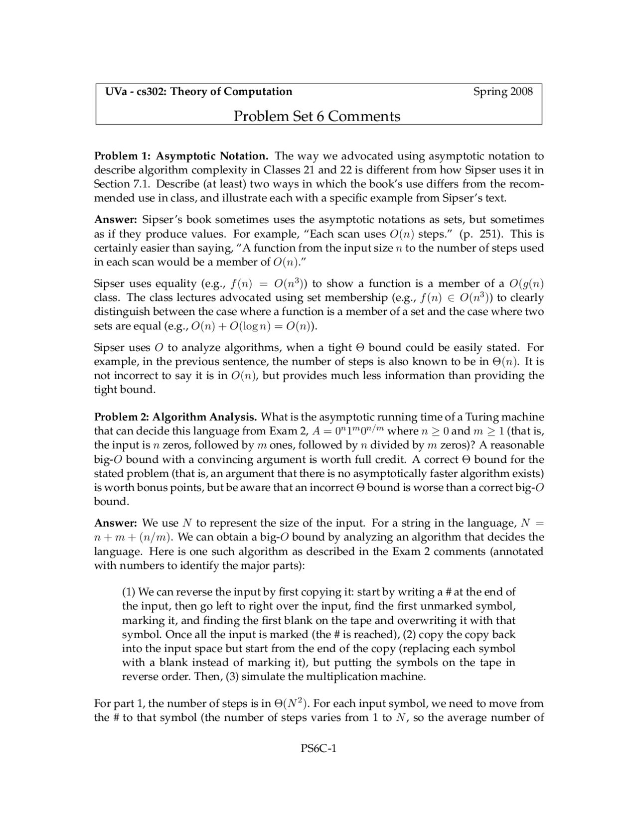 Problem Set 6 Comments Theory Of Computation Cs 3102 Docsity 0352