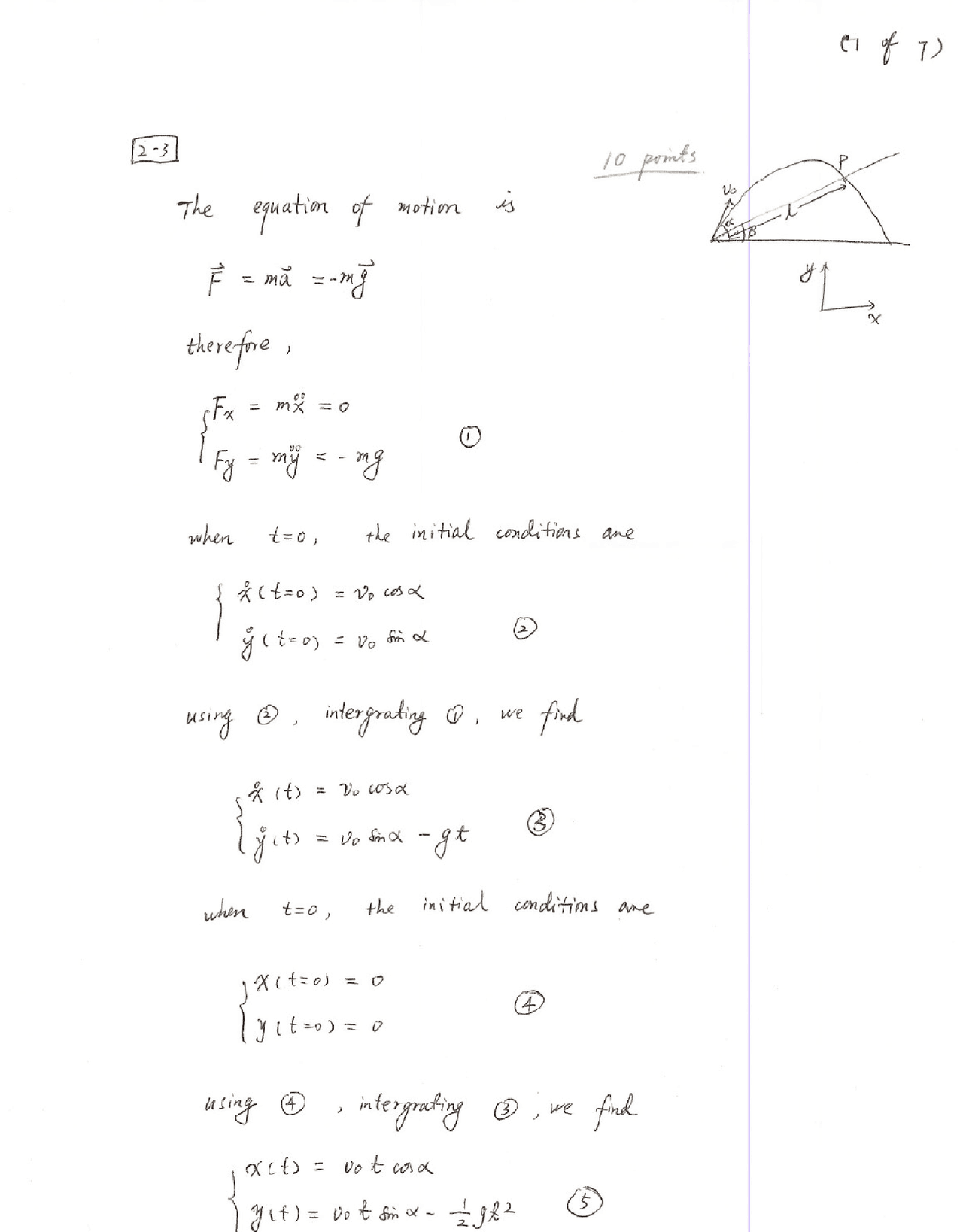 The Equation of Motion - Handwritten Notes | PHYS 3013 - Docsity