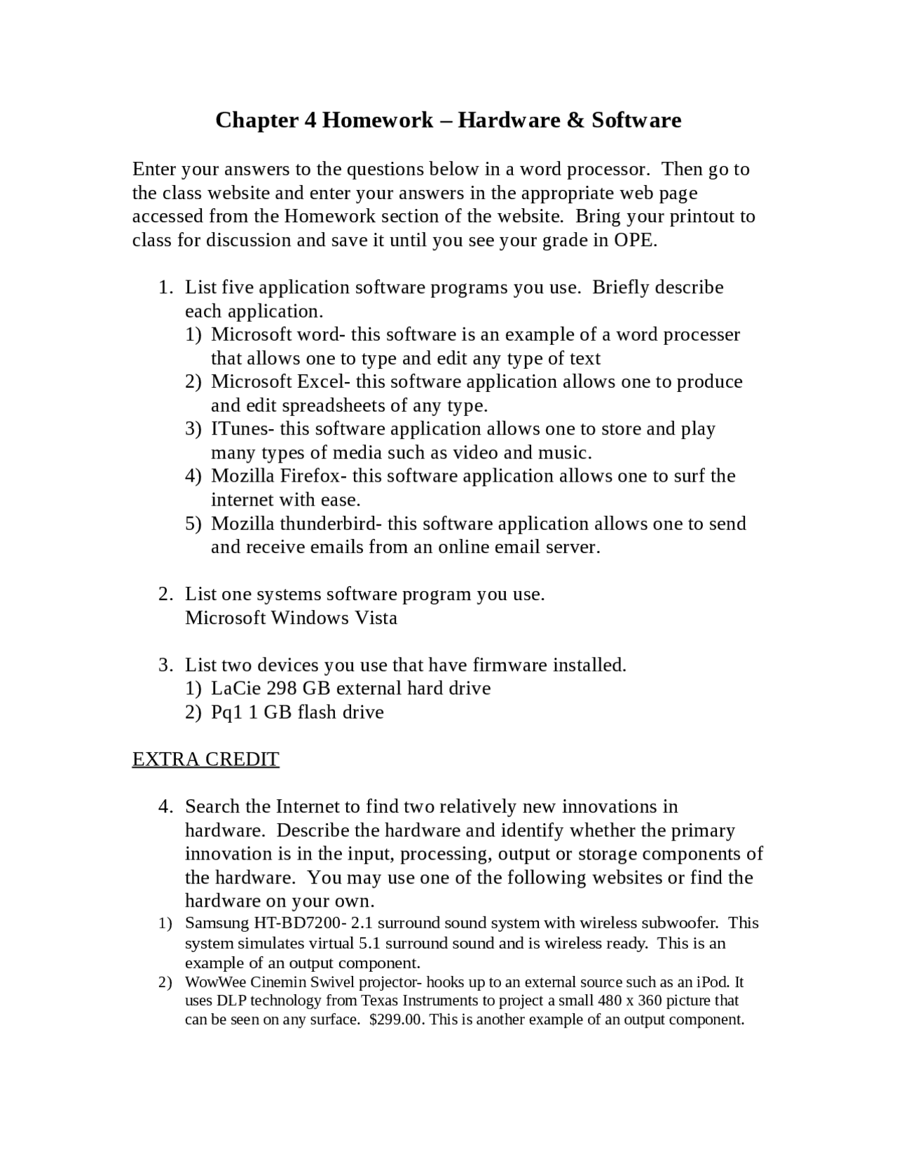 Hardware And Software Applications Ms Word Assignment Acis 1504